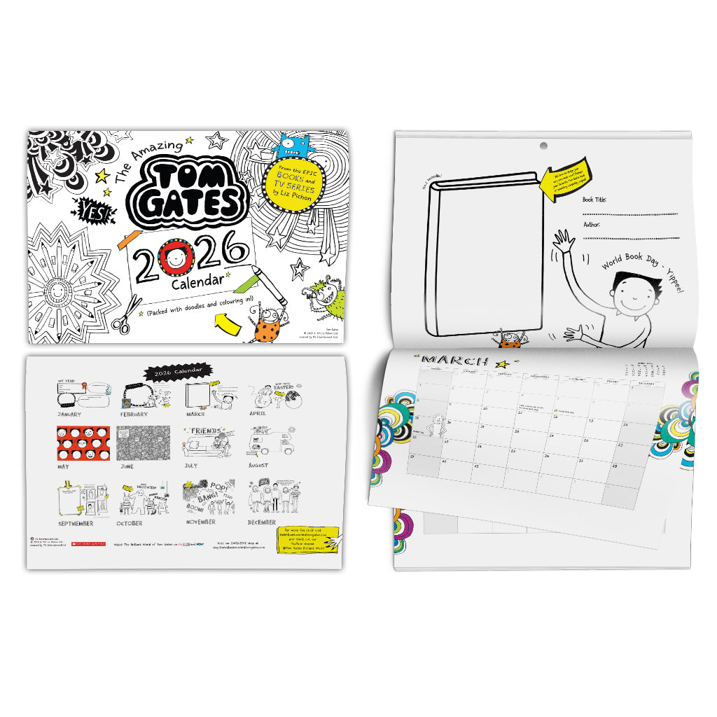 NEW! The AMAZING 2026 Tom Gates Colour-in Doodle-filled Calendar - Tom ...